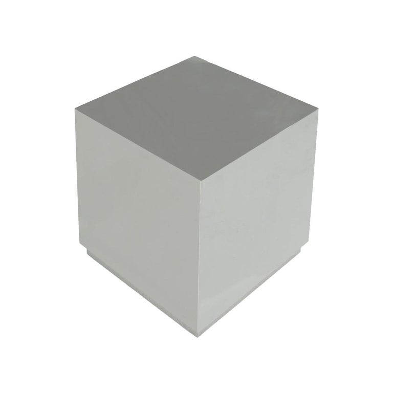 Stainless Steel Cube Side Table For Sale at 1stDibs
