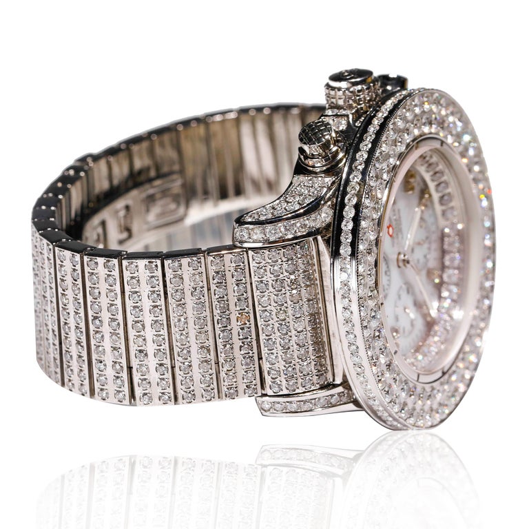 Stainless Steel Custom 33 Ct Diamond Breitling Chronometer Automatic ...