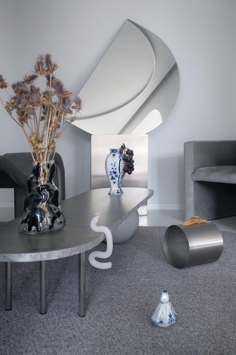 Stainless Steel Double Sided Free Standing Mirror For Sale at 1stDibs