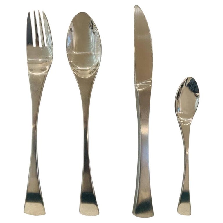 Stainless Steel Flatware Set for 6 by Sola, Switzerland at 1stDibs