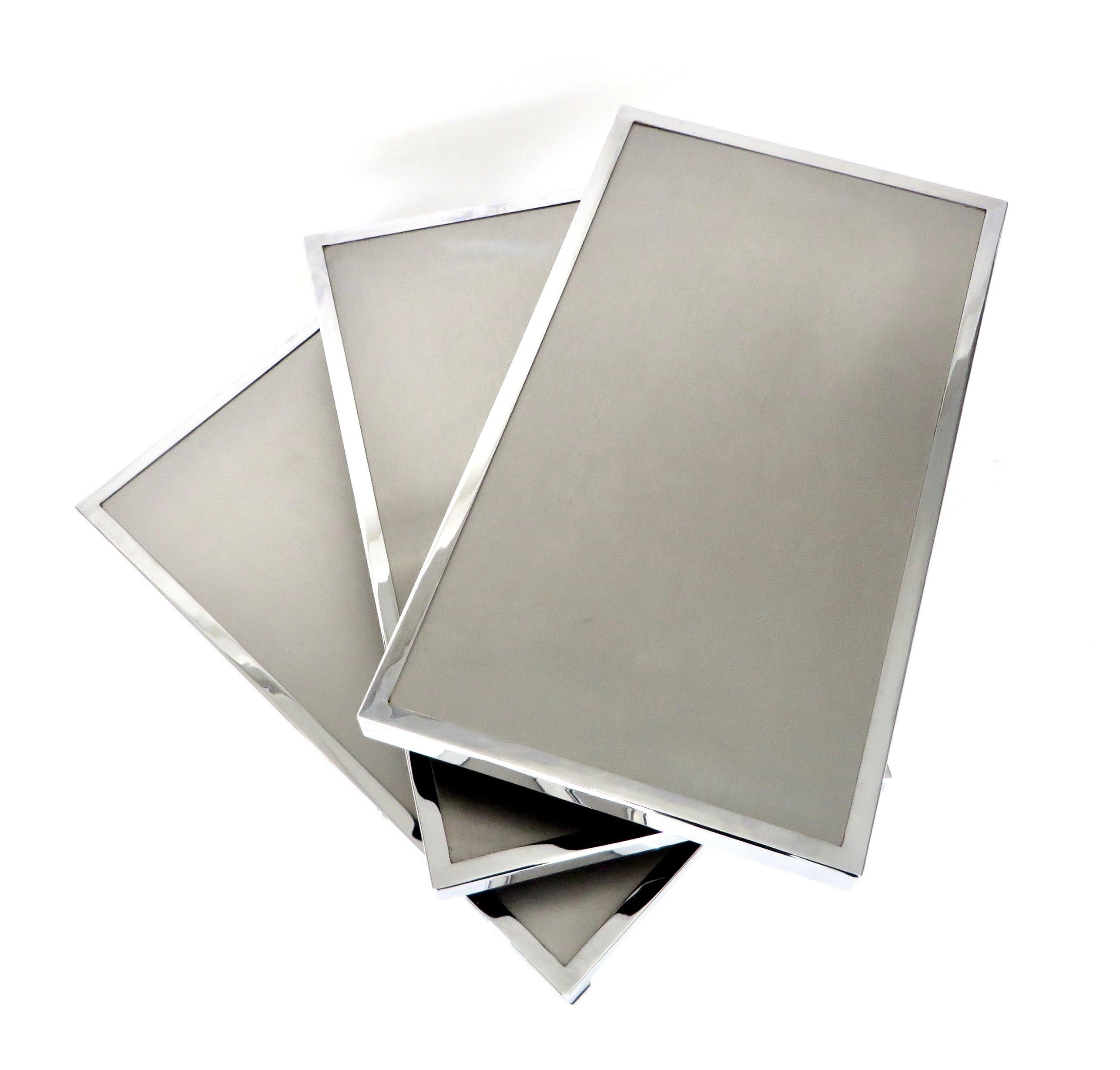 Stainless Steel French Pivoting Side Table or Coffee Table by Mercier ...