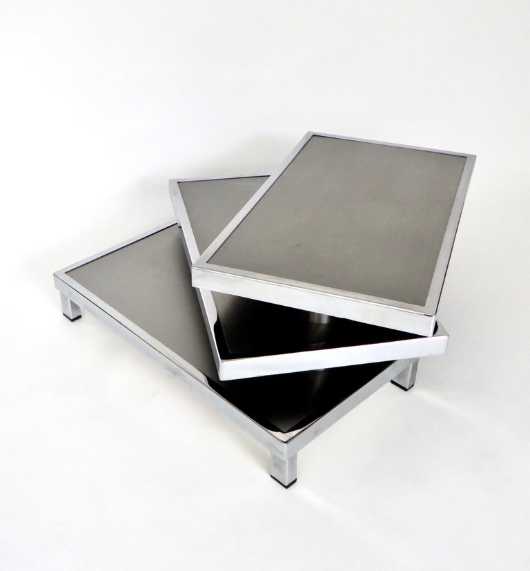 Stainless Steel French Pivoting Side Table or Coffee Table by Mercier ...