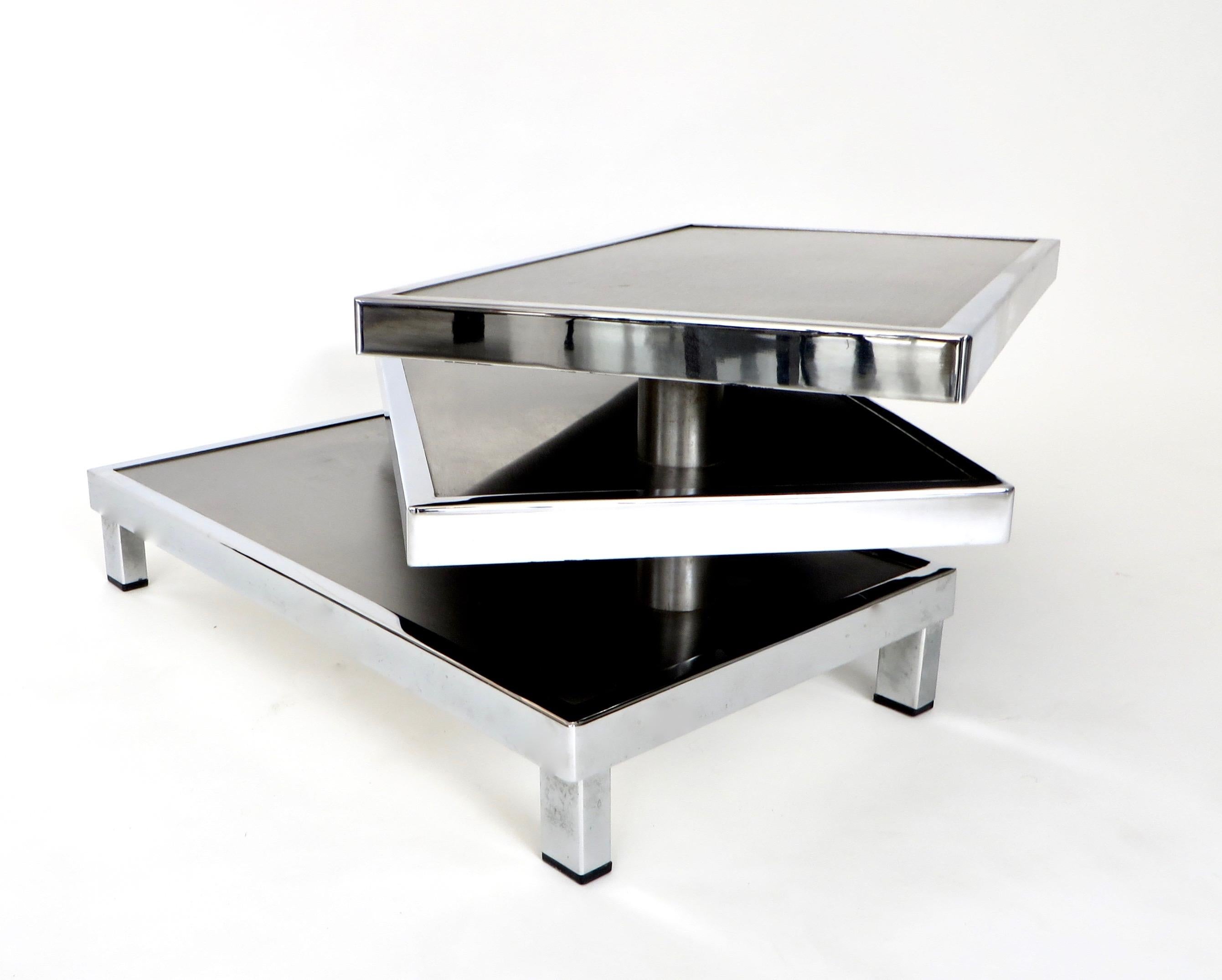 Stainless Steel French Pivoting Side Table or Coffee Table by Mercier ...