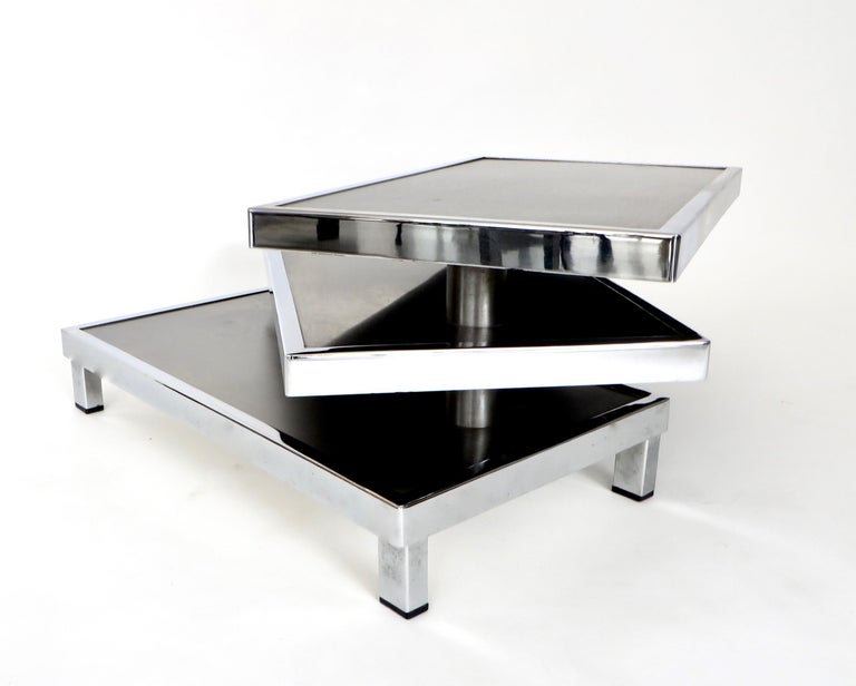 Stainless Steel French Pivoting Side Table or Coffee Table by Mercier ...