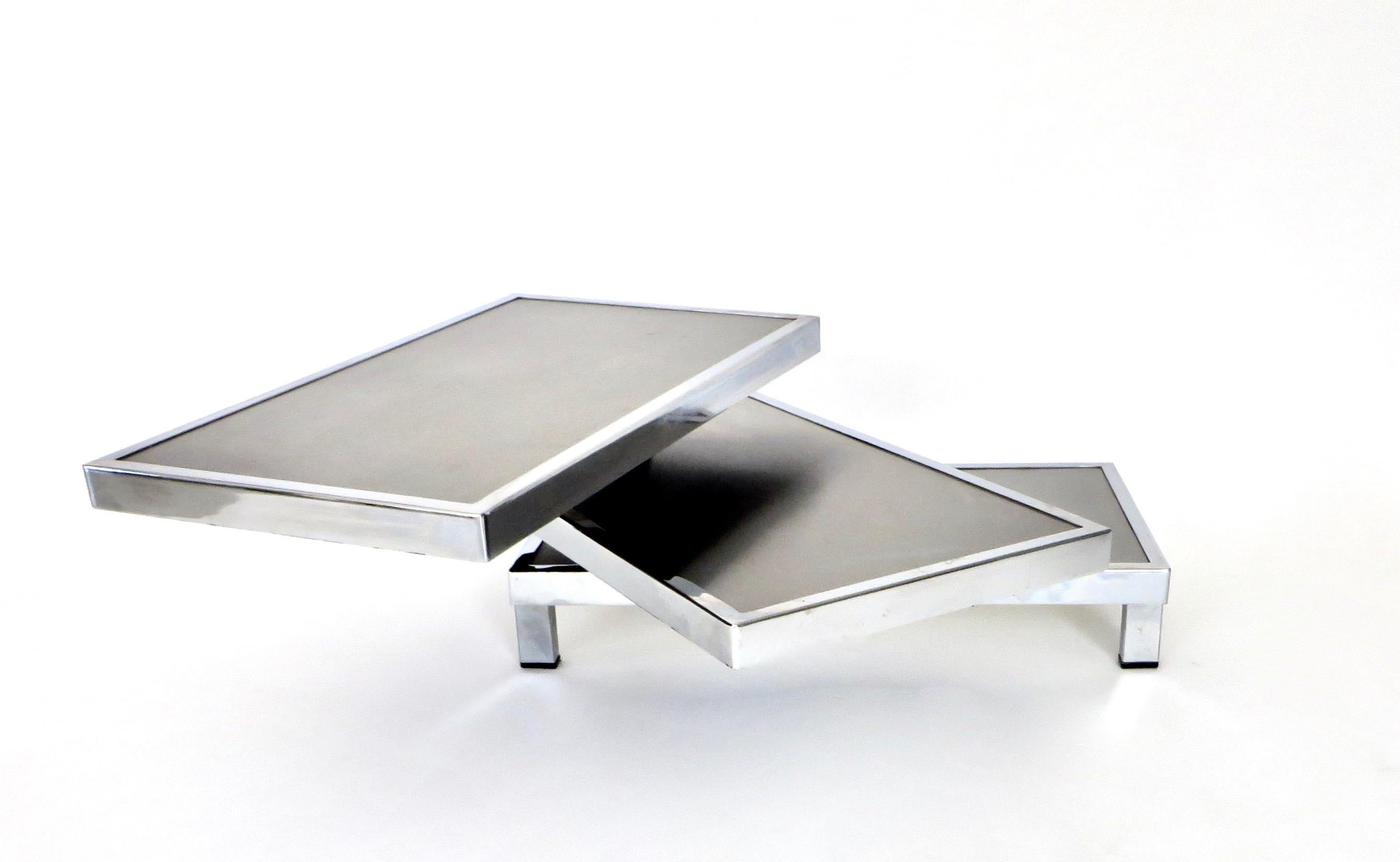 Stainless Steel French Pivoting Side Table or Coffee Table by Mercier ...