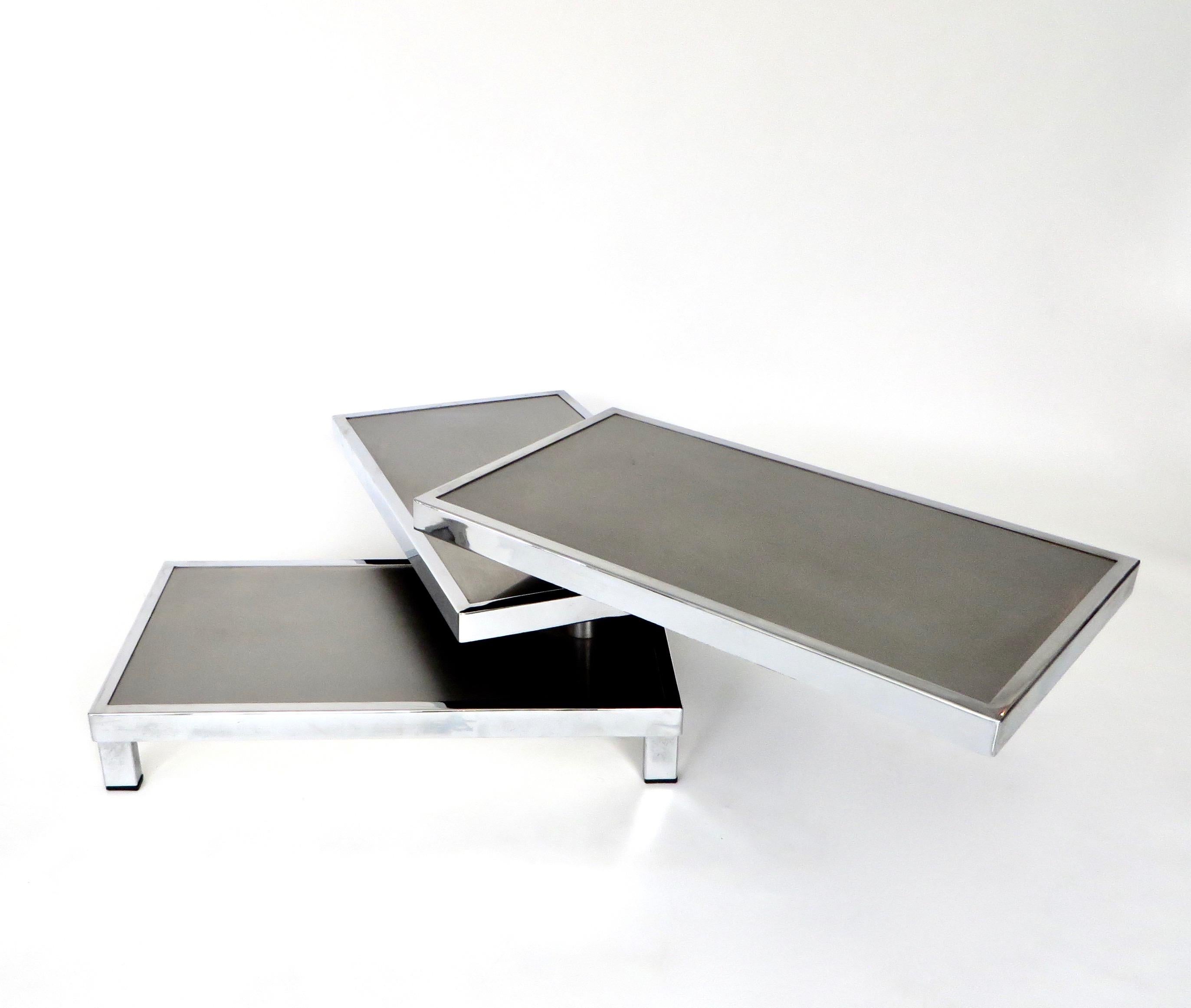Stainless Steel French Pivoting Side Table or Coffee Table by Mercier ...