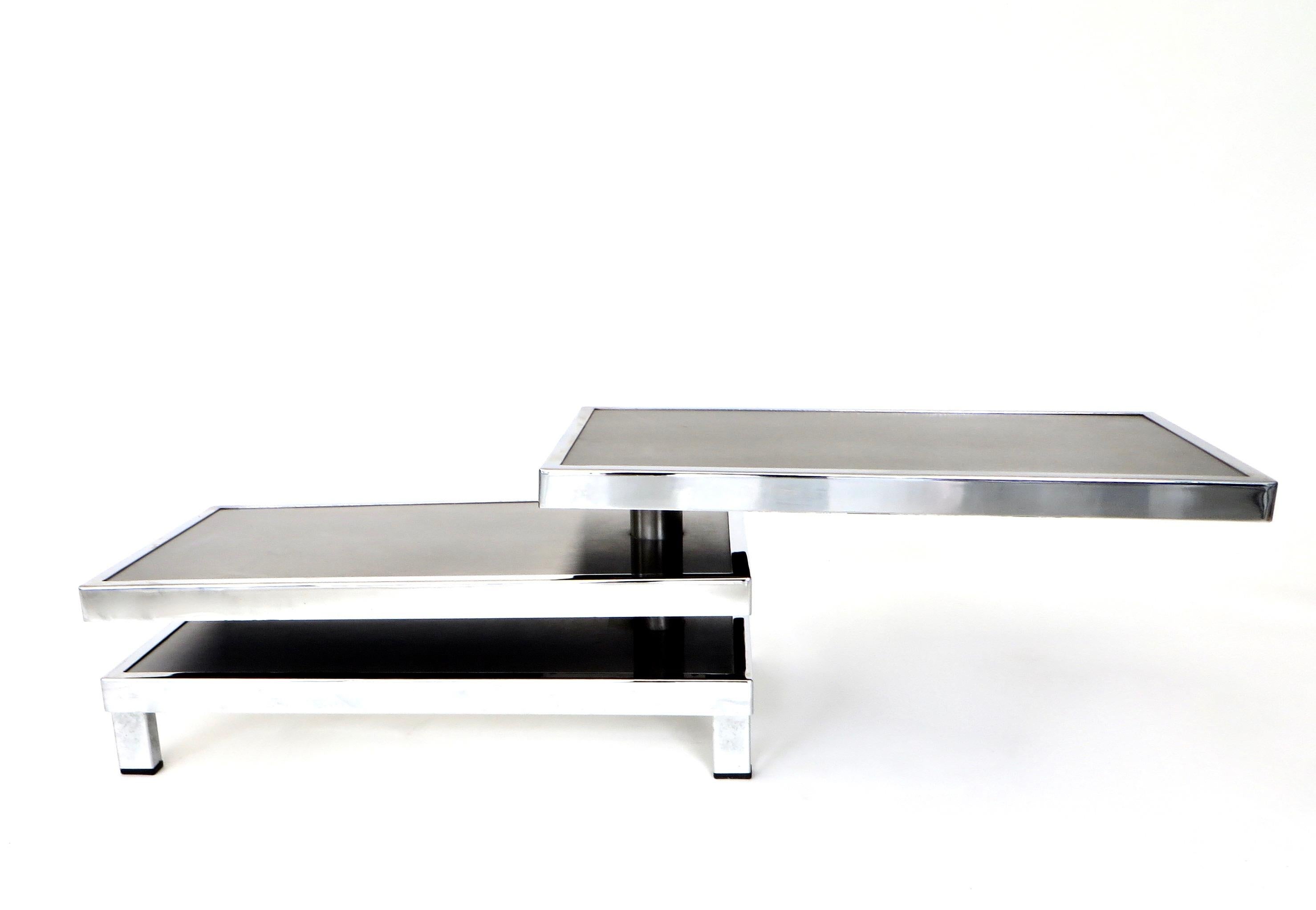 Stainless Steel French Pivoting Side Table or Coffee Table by Mercier ...