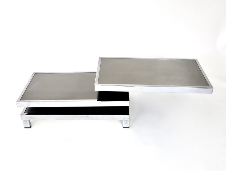 Stainless Steel French Pivoting Side Table or Coffee Table by Mercier ...