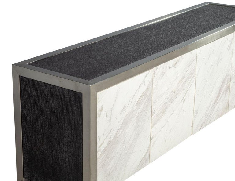 Stainless Steel Modern Console Sideboard with Stone Fronts at 1stDibs