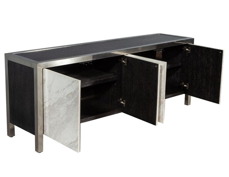 Stainless Steel Modern Console Sideboard with Stone Fronts at 1stDibs