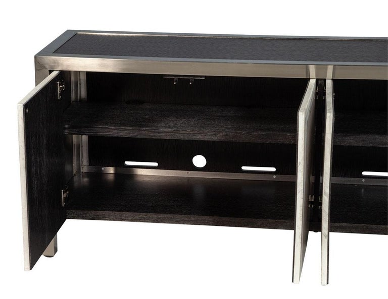Stainless Steel Modern Console Sideboard with Stone Fronts at 1stDibs