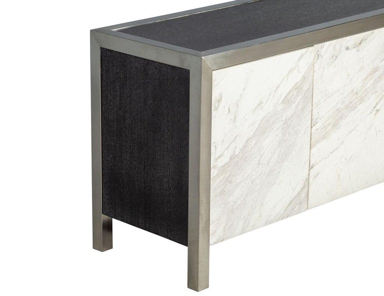 Stainless Steel Modern Console Sideboard with Stone Fronts at 1stDibs