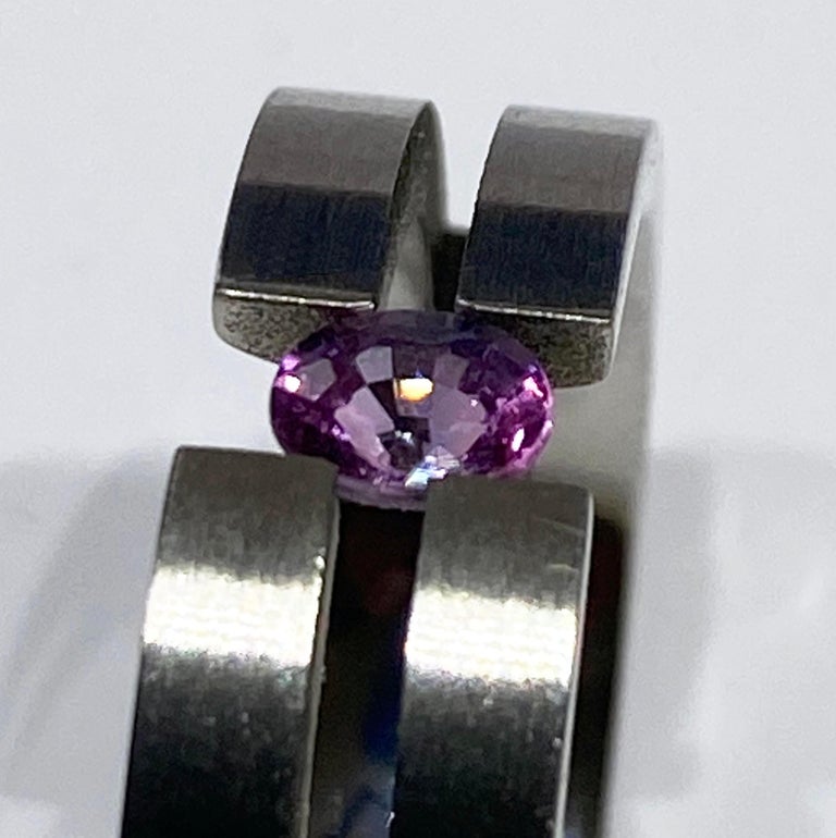 Purple Sapphire Stainless Steel Tension Ring For Sale at 1stDibs