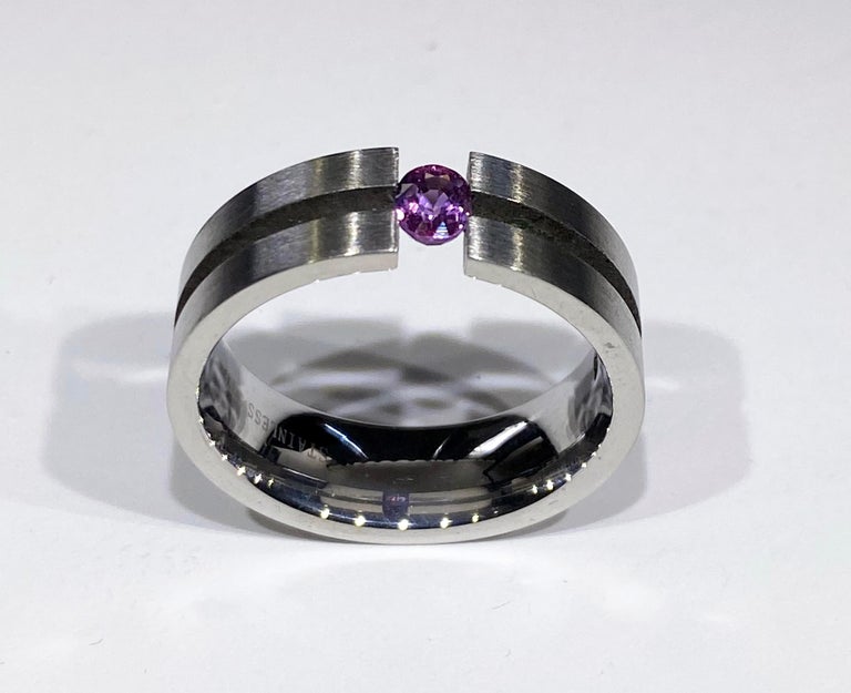 Purple Sapphire Stainless Steel Tension Ring For Sale at 1stDibs