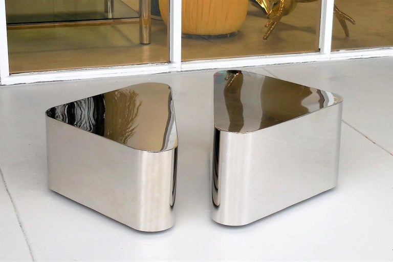 Stainless Steel Triangular Kinetic Coffee Table, 1970s at 1stDibs
