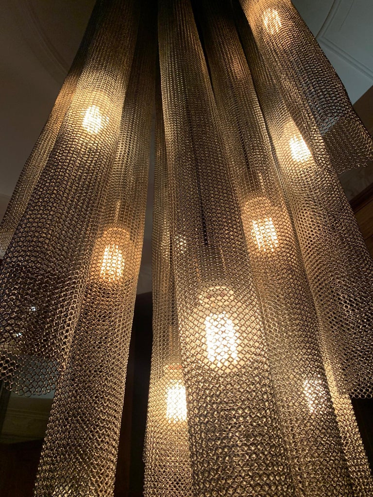 21st Century, Brutalist Style, Steel Chainmail, Boa Chandelier, Fuse ...