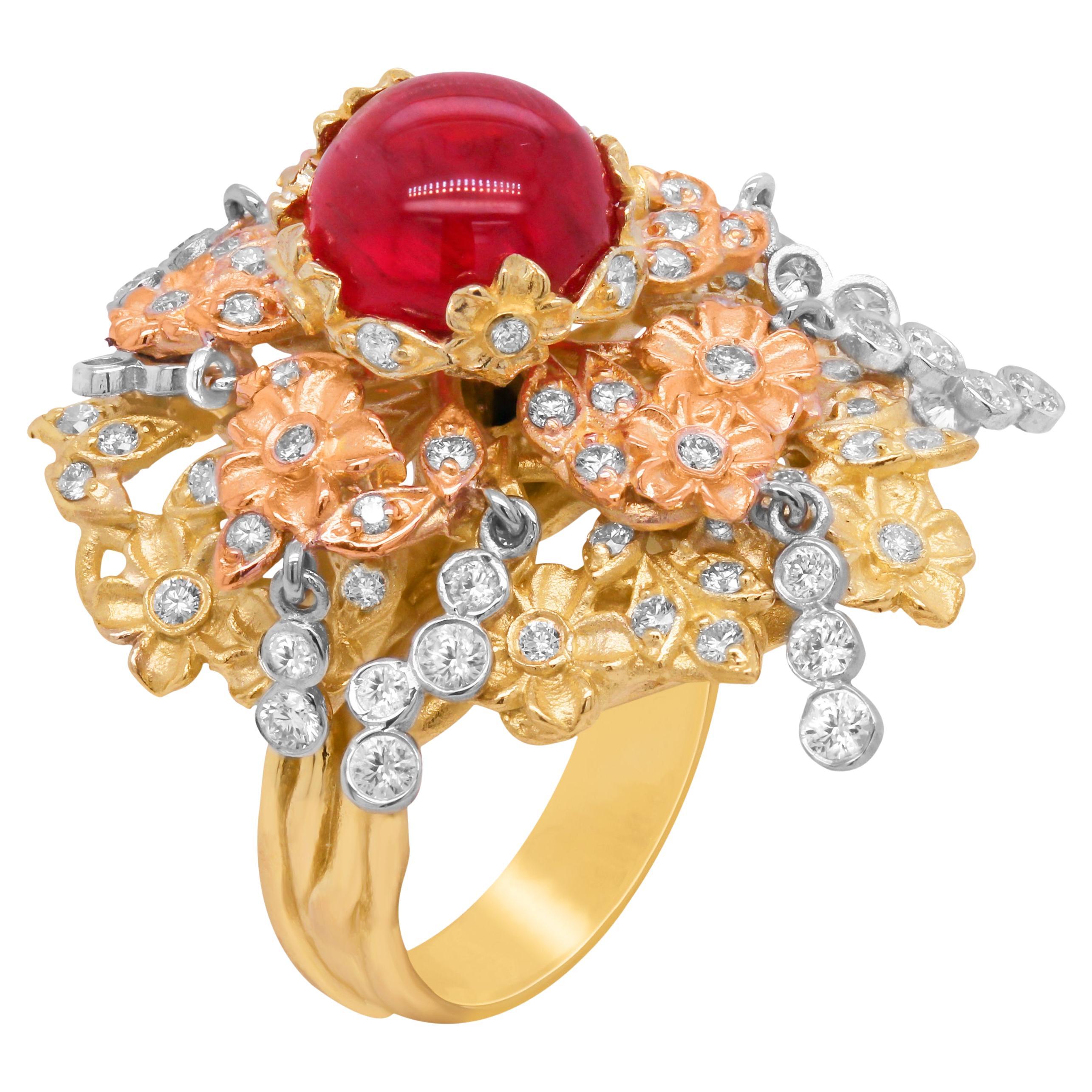 Stambolian 18K Tri-Color Gold Diamond Cats Eye Tourmaline Tree of Life ...