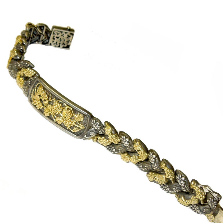Stambolian Aged Silver 18K Gold Napa Valley Grapevine Mens Link ...