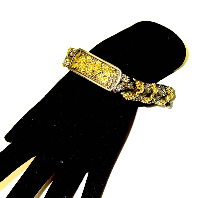 Stambolian Aged Silver 18K Gold Napa Valley Grapevine Mens Link ...
