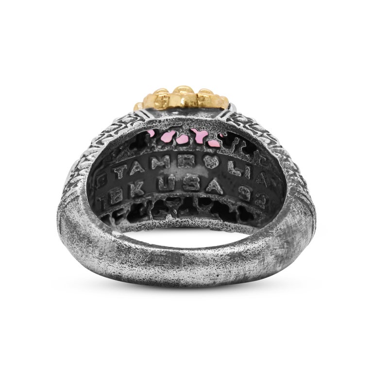 Stambolian Aged Silver and 18K Gold Square Amethyst Center Cocktail ...