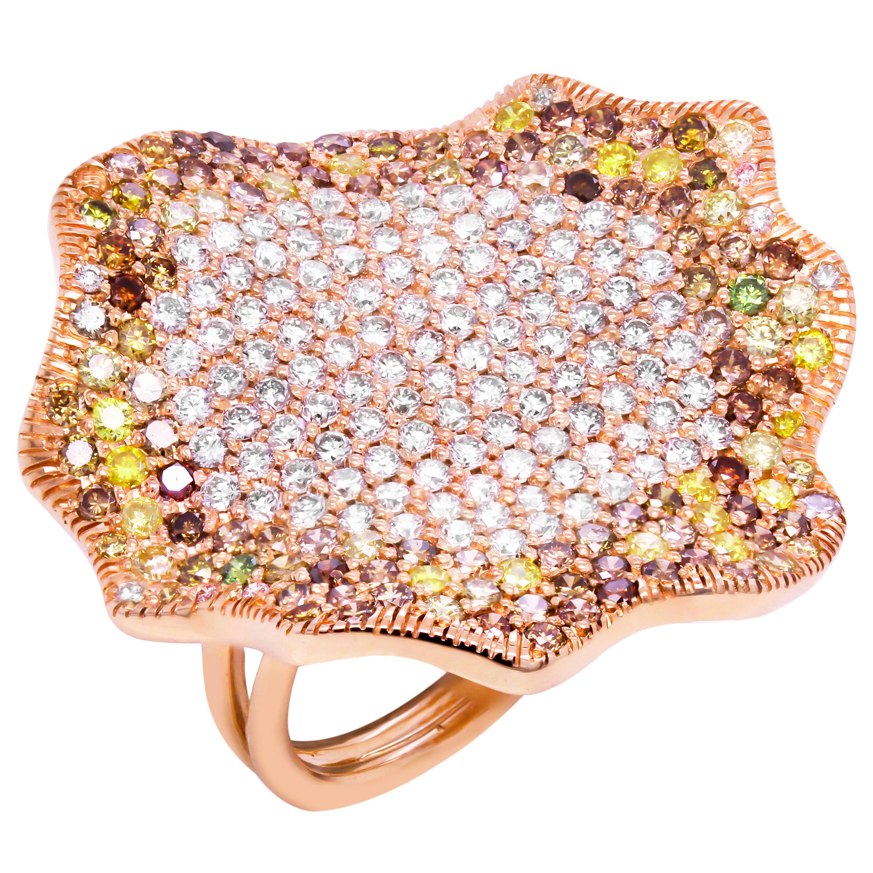 18 Karat White Gold Amethyst Diamonds and Multi-Color Cocktail Ring For ...