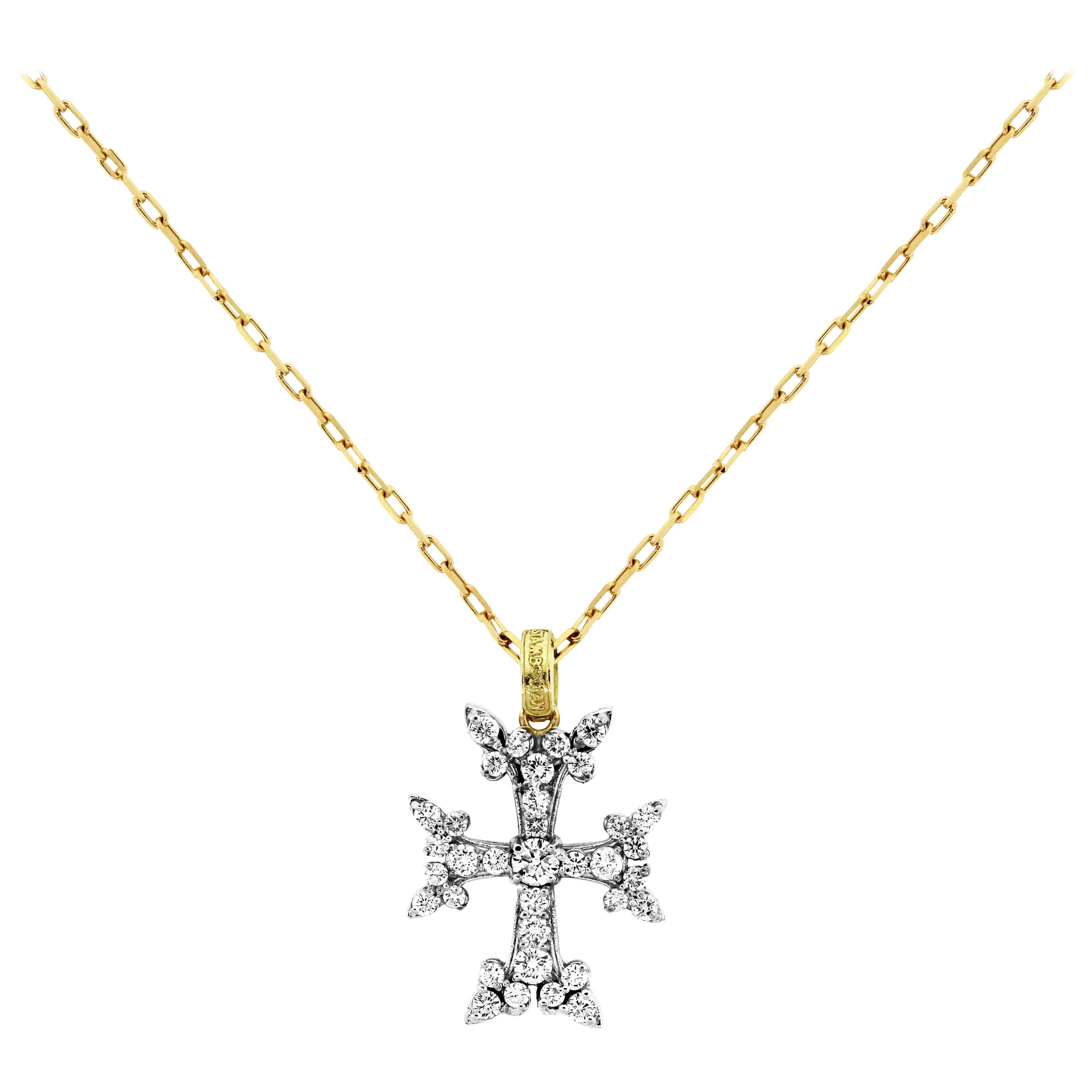Cartier Fancy Yellow Diamond Gold Cross Pendant at 1stDibs