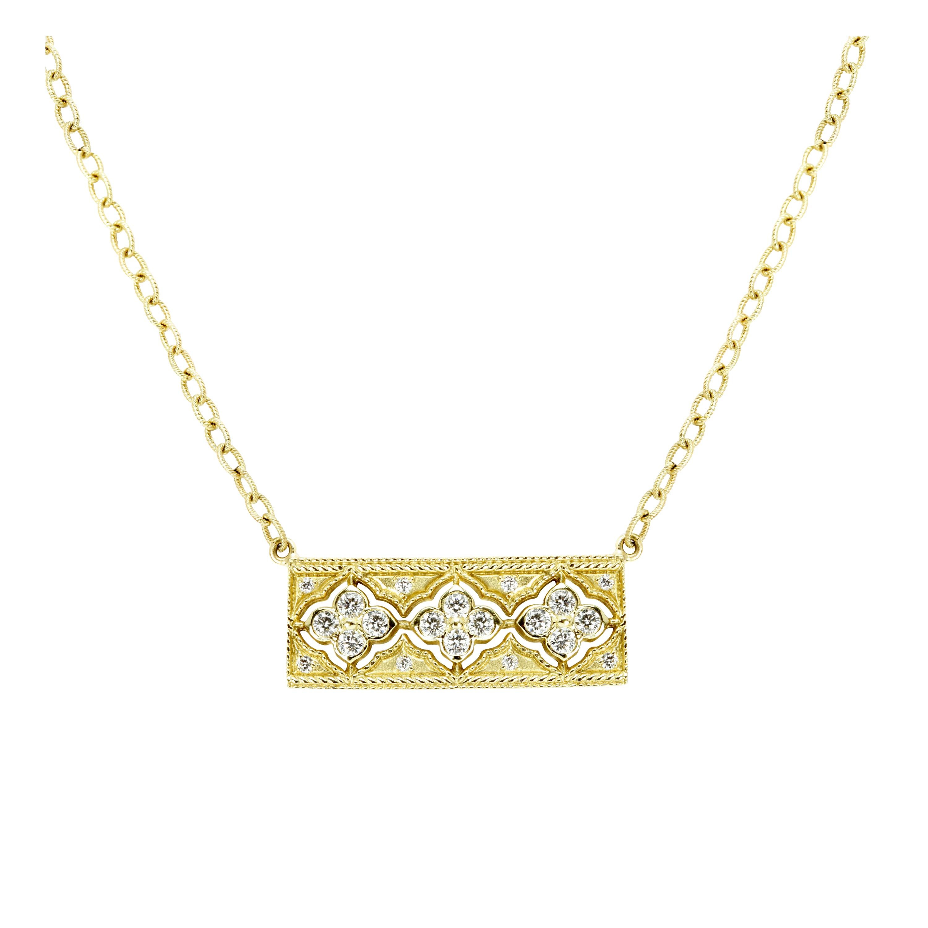 Two Color Diamond Gold Pendant Necklace For Sale at 1stDibs