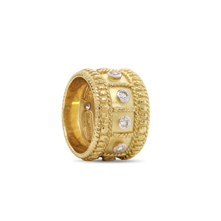 Stambolian Yellow Gold and Diamond Cigar Band Ring at 1stDibs | gold ...