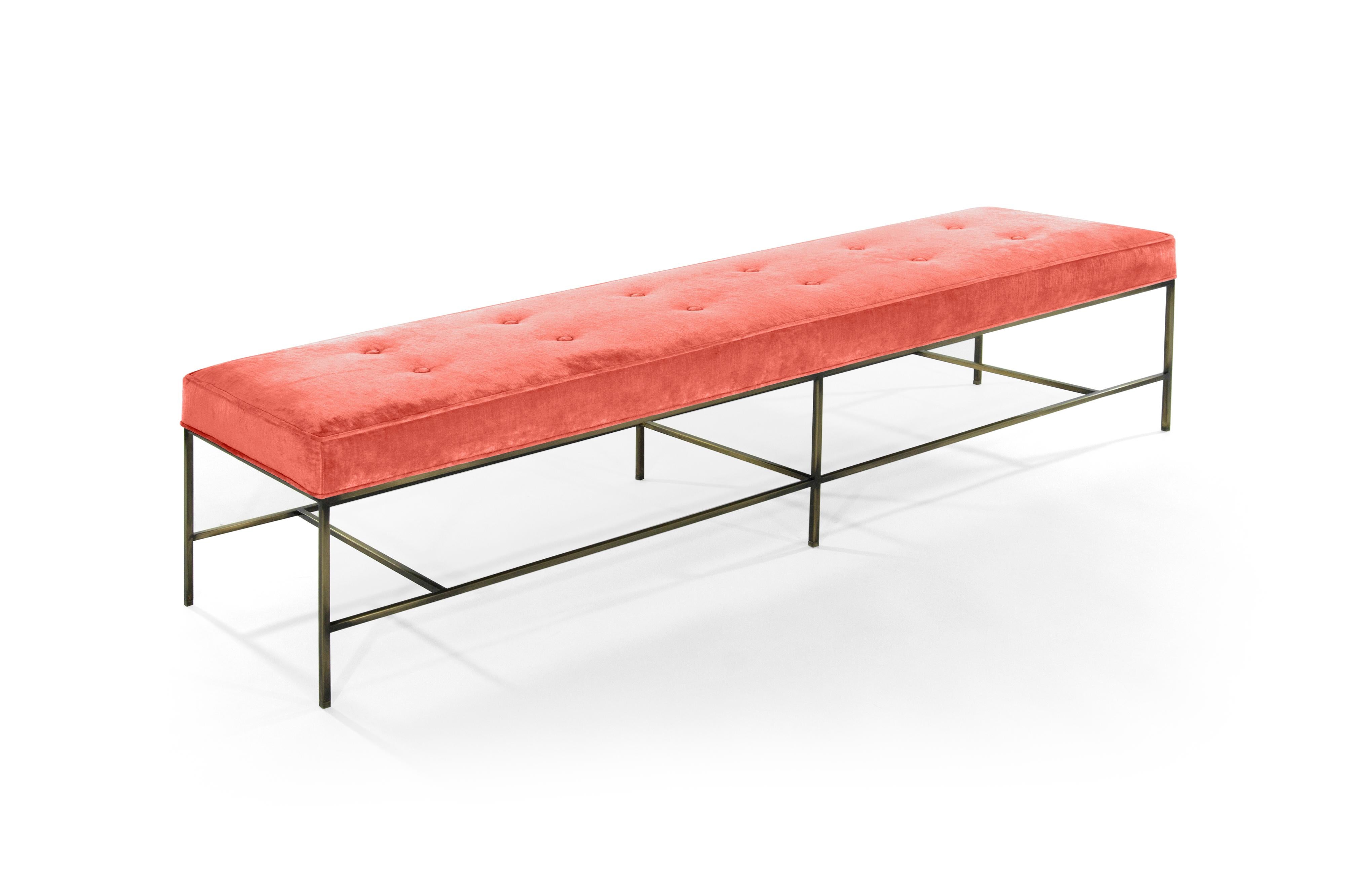 Stamford Modern's Architectural Bronze Bench in Coral Chenille For Sale ...