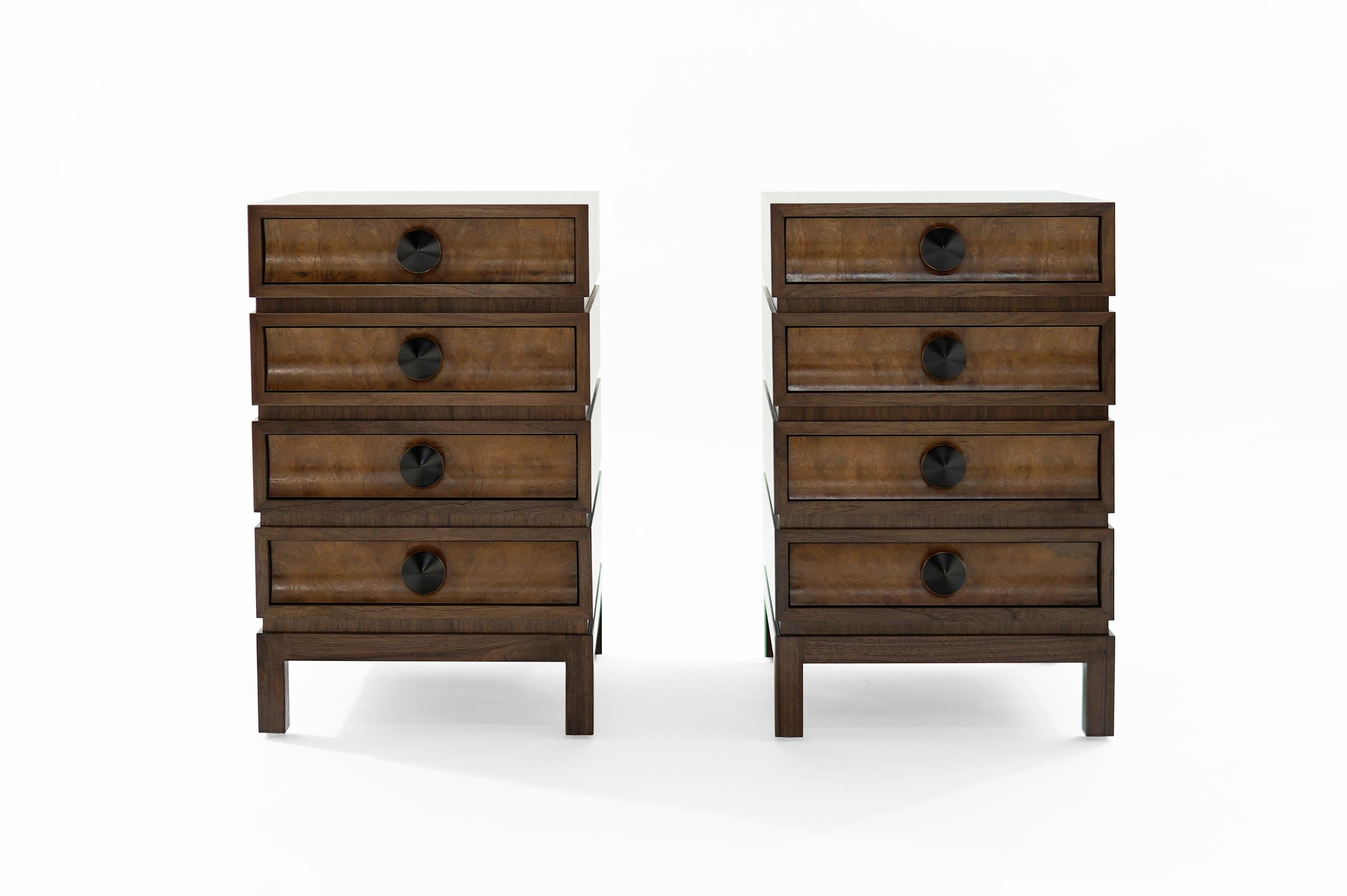 Stamford Modern's Stacked End Tables in Walnut For Sale at 1stDibs
