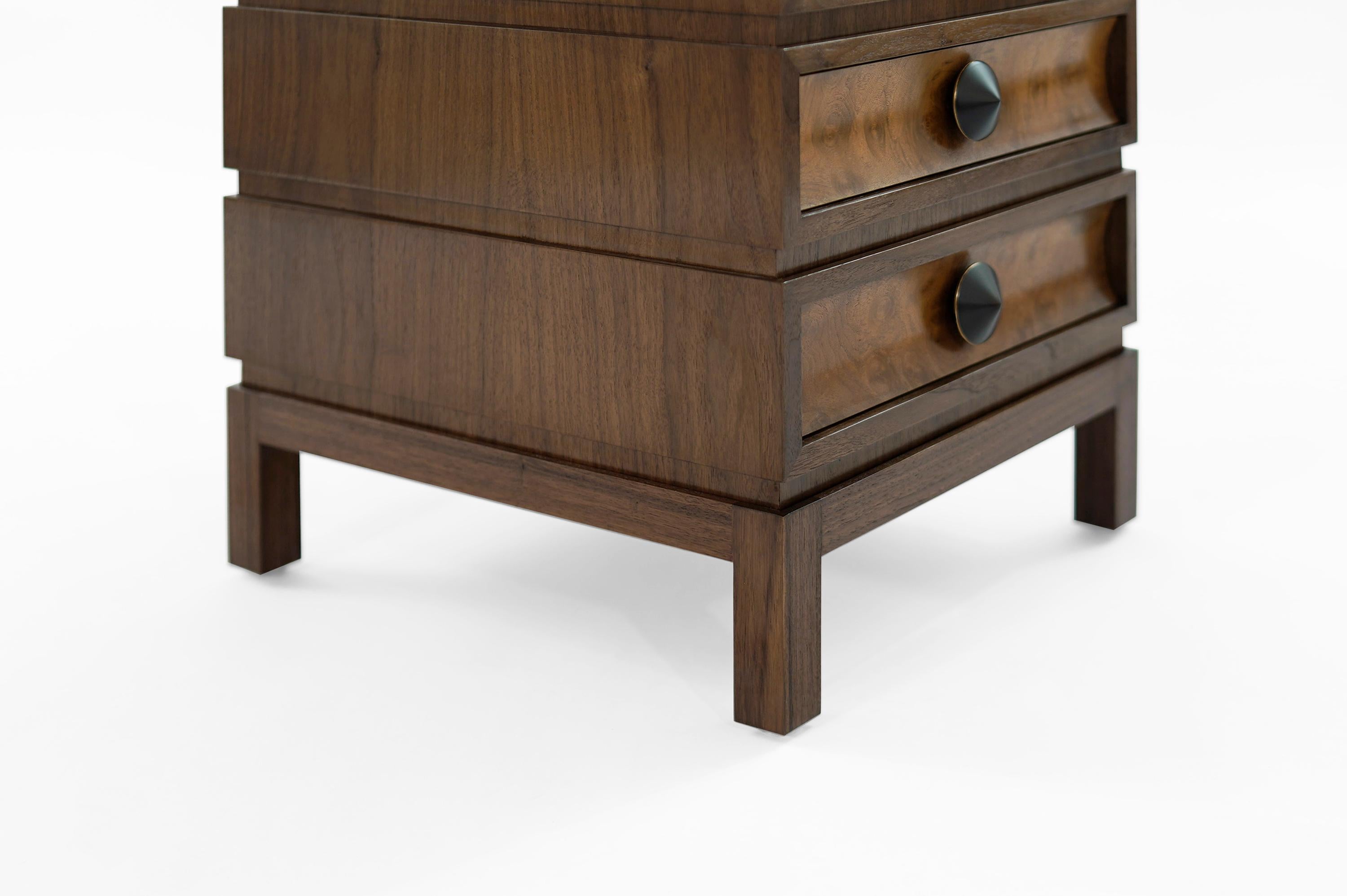 Stamford Modern's Stacked End Tables in Walnut For Sale at 1stDibs
