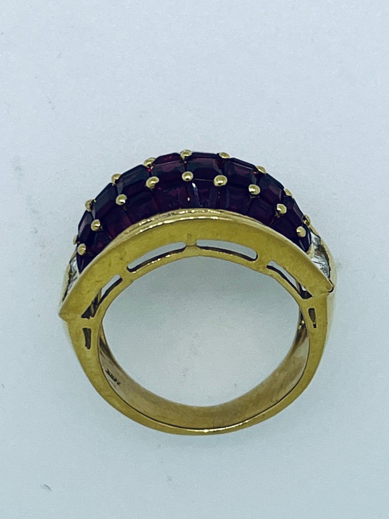 Stamped 18ct Gold, 1.40ct Diamonds and 5ct Ruby Italian Vintage Ring ...