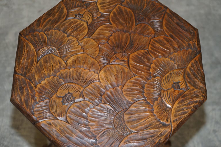 Stamped 1905 Liberty's London Hand Carved Occasional Side End Lamp Wine ...