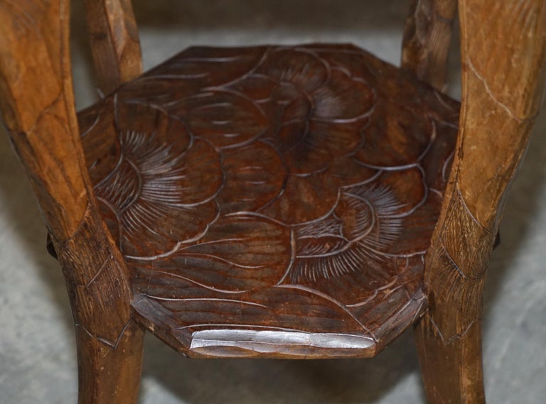 Stamped 1905 Liberty's London Hand Carved Occasional Side End Lamp Wine ...