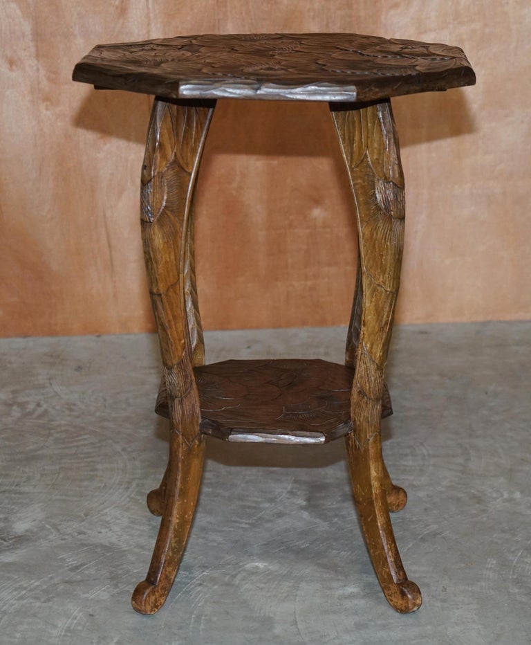 Stamped 1905 Liberty's London Hand Carved Occasional Side End Lamp Wine ...
