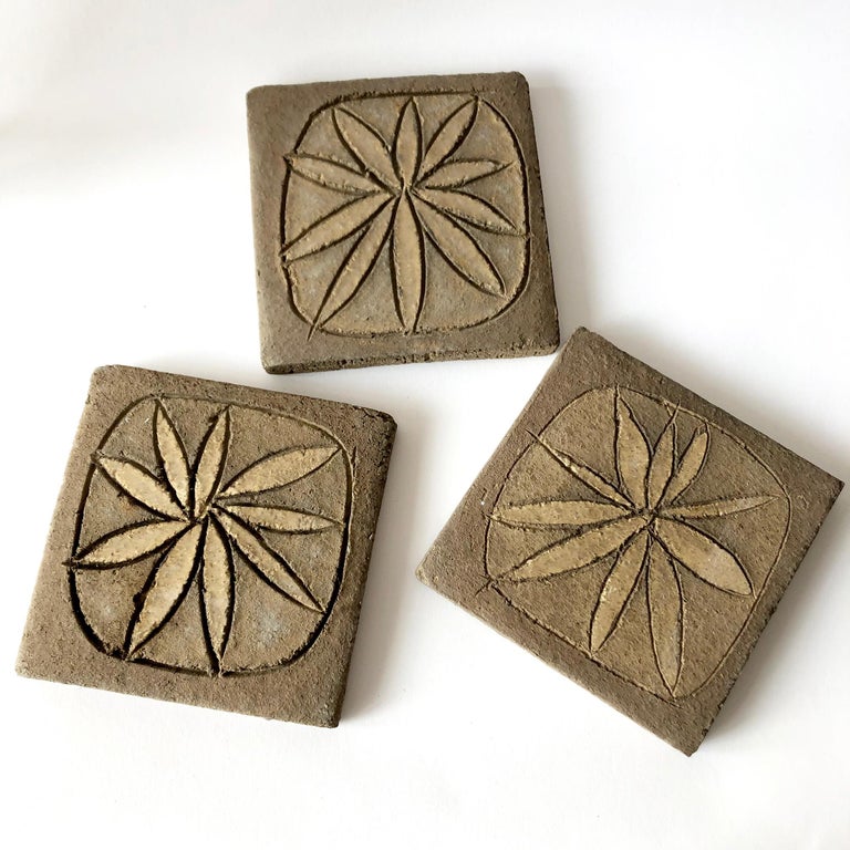 Stan Bitters Hans Sumph Ceramic Clay Sgraffito Tiles Trio For Sale at ...