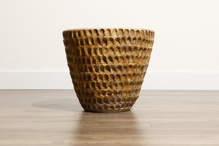 Stan Bitters Large Glazed Ceramic Clay 'Thumb Pot' Planter, Signed, c ...