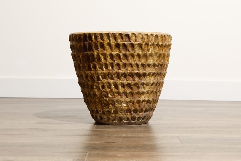 Stan Bitters Large Glazed Ceramic Clay 'Thumb Pot' Planter, Signed, c ...