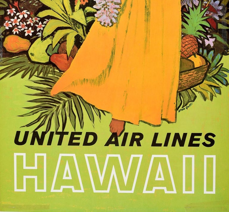 Stan Galli - Original Vintage Travel Poster Hawaii United Airlines Lei ...