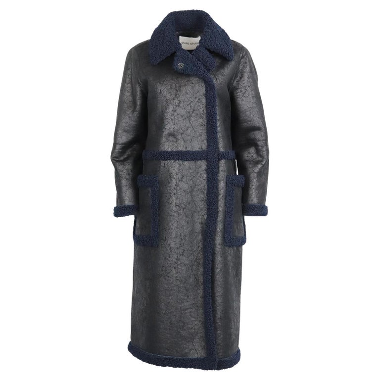 Stand Studio Faux Shearling Lined Faux Leather Coat Fr 38 Uk 10 For ...