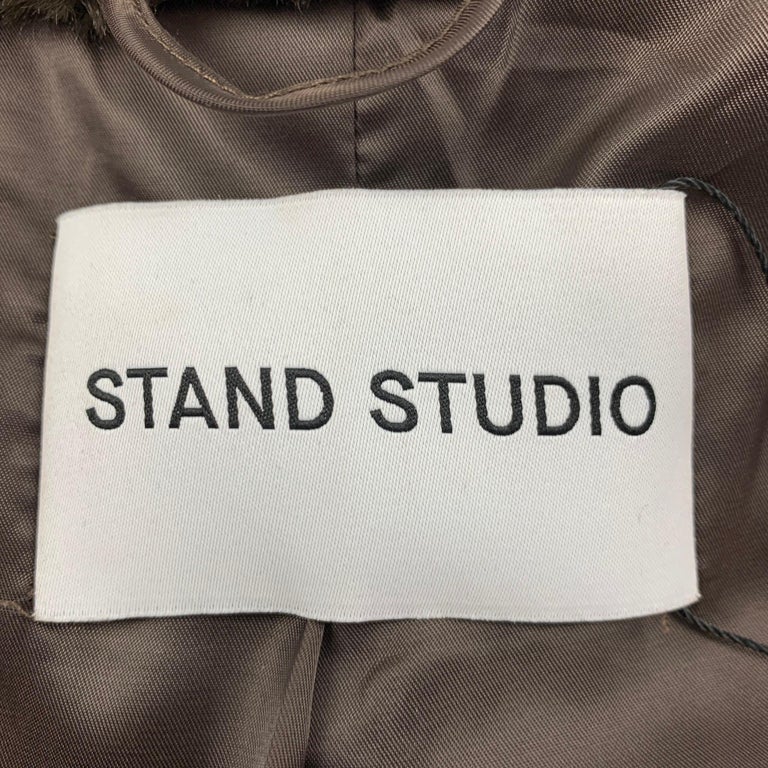 STAND STUDIO Size M Brown Faux Fur Notch Lapel Faustine Coat For Sale ...