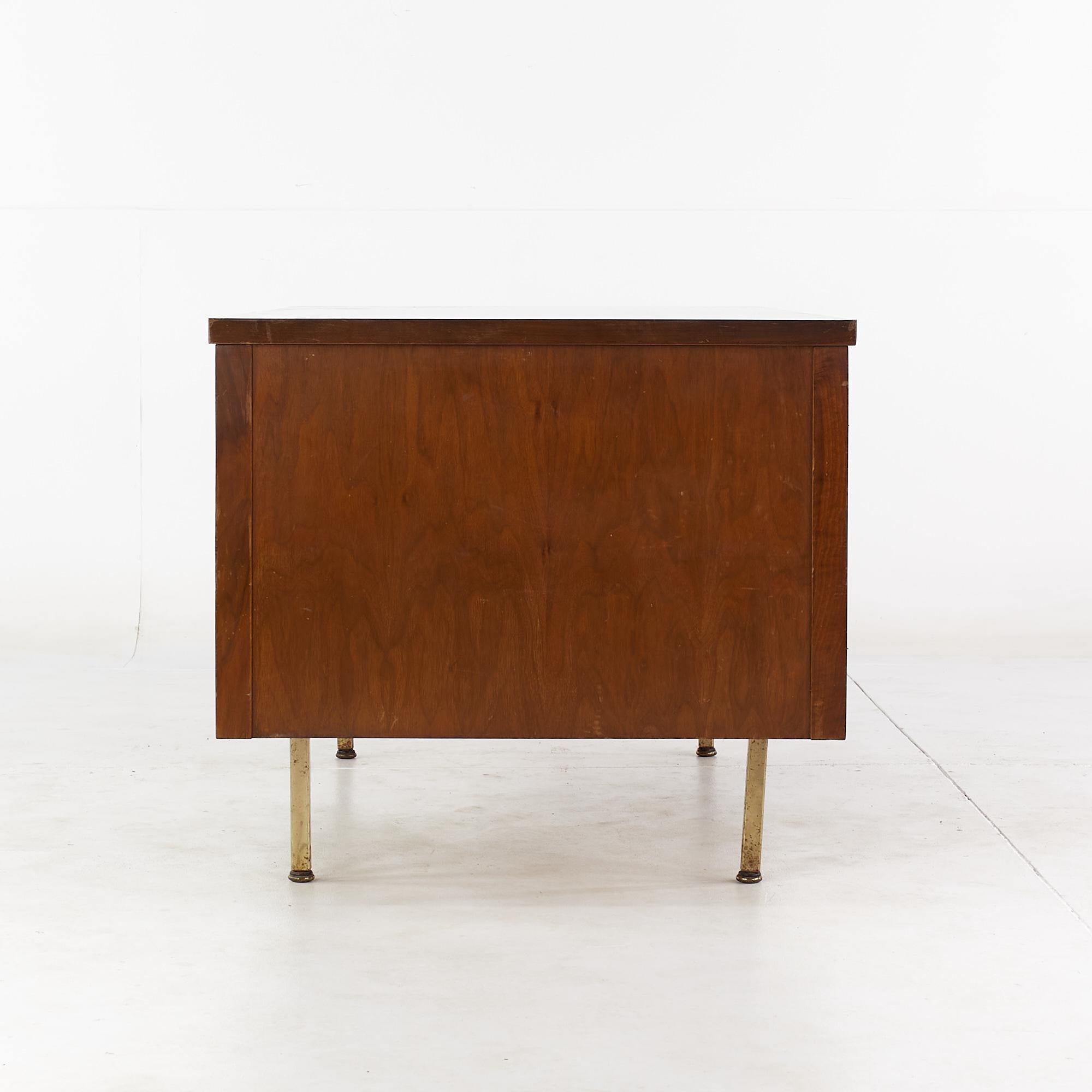 Standard Furniture Style MCM Walnut and Brass with Formica Top ...
