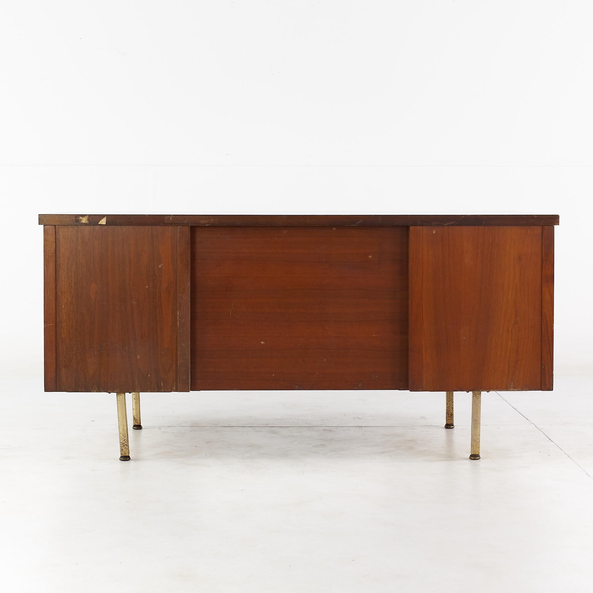 Standard Furniture Style MCM Walnut and Brass with Formica Top ...