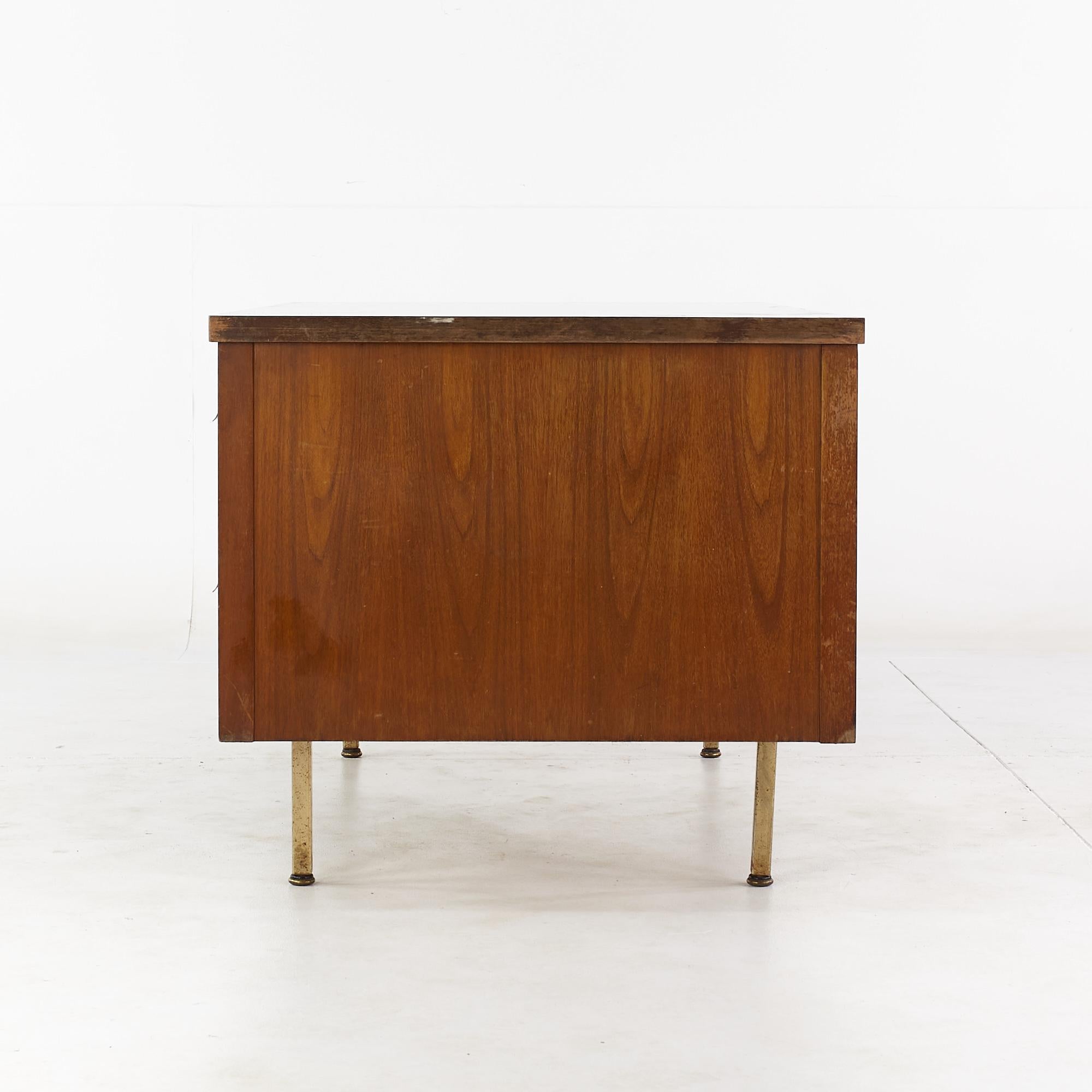 Standard Furniture Style MCM Walnut and Brass with Formica Top ...