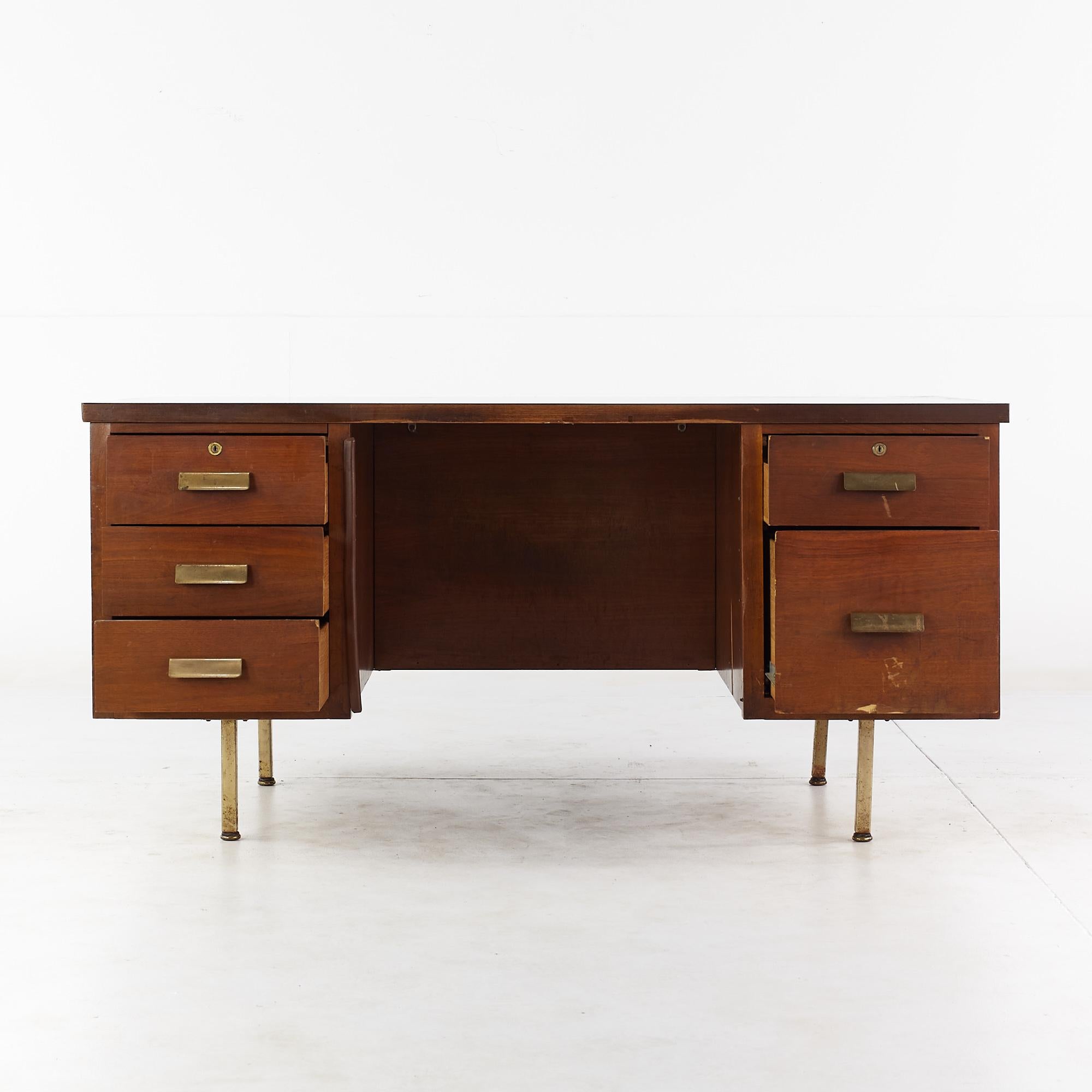 Standard Furniture Style MCM Walnut and Brass with Formica Top ...