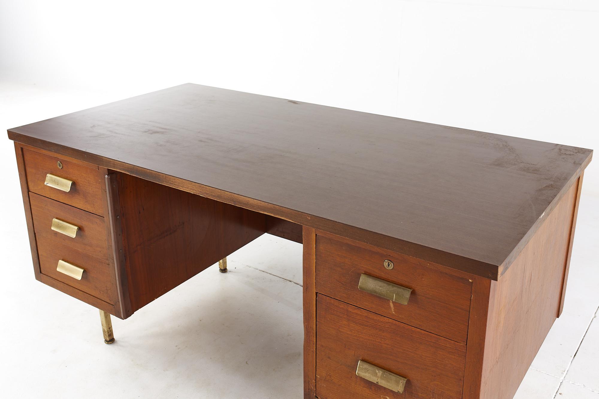 Standard Furniture Style MCM Walnut and Brass with Formica Top ...