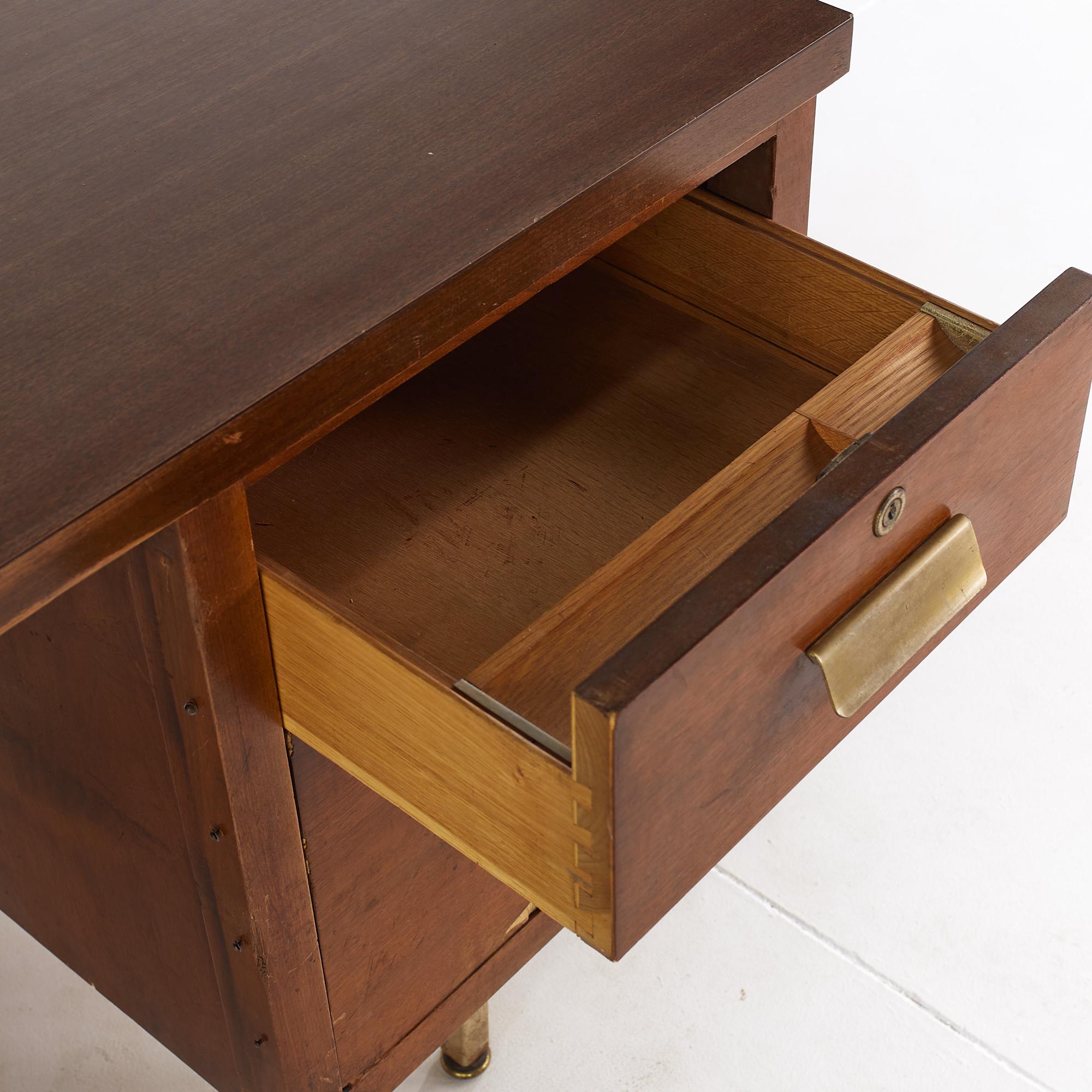 Standard Furniture Style MCM Walnut and Brass with Formica Top ...