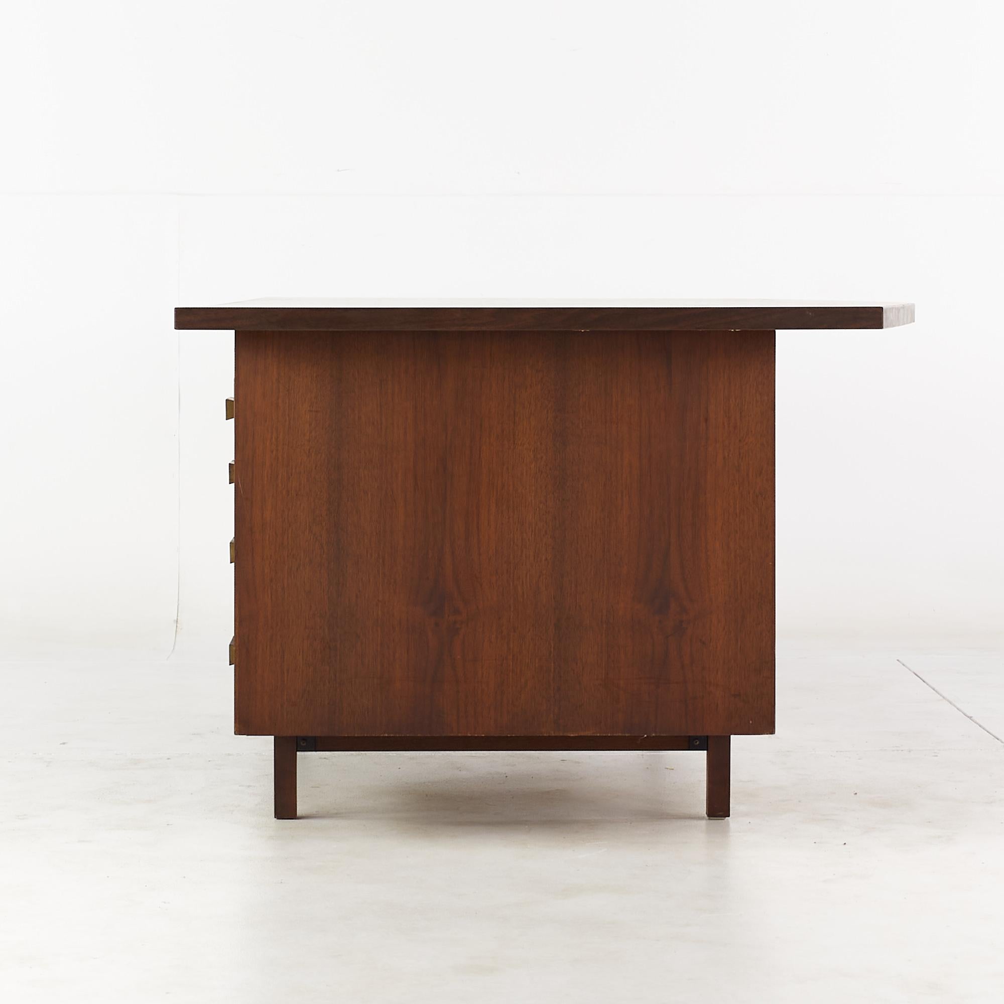 Standard Furniture Style Mid Century Chevron Shaped Walnut Executive ...