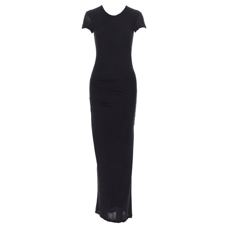 STANDARD JAMES PERSE black gathered waist 100% cotton casual maxi dress ...