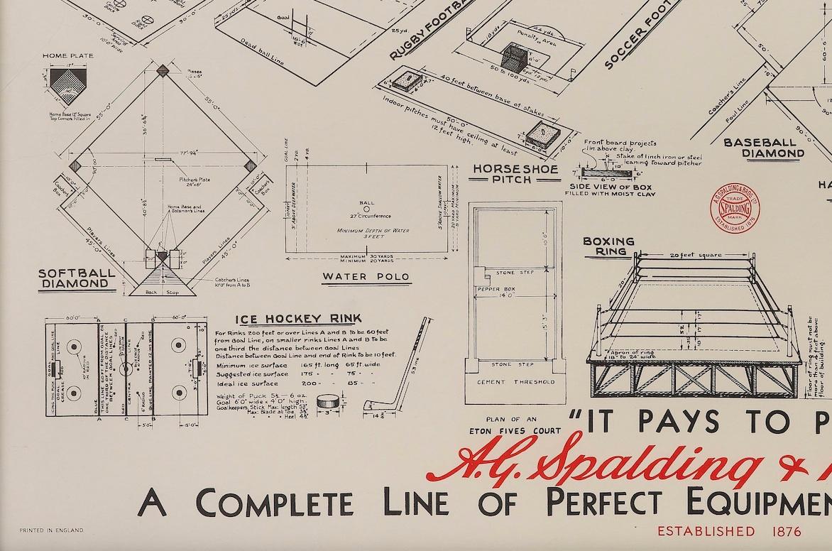 "Standard Sports Dimensions" A.G. Spalding and Bros, Vintage Poster ...